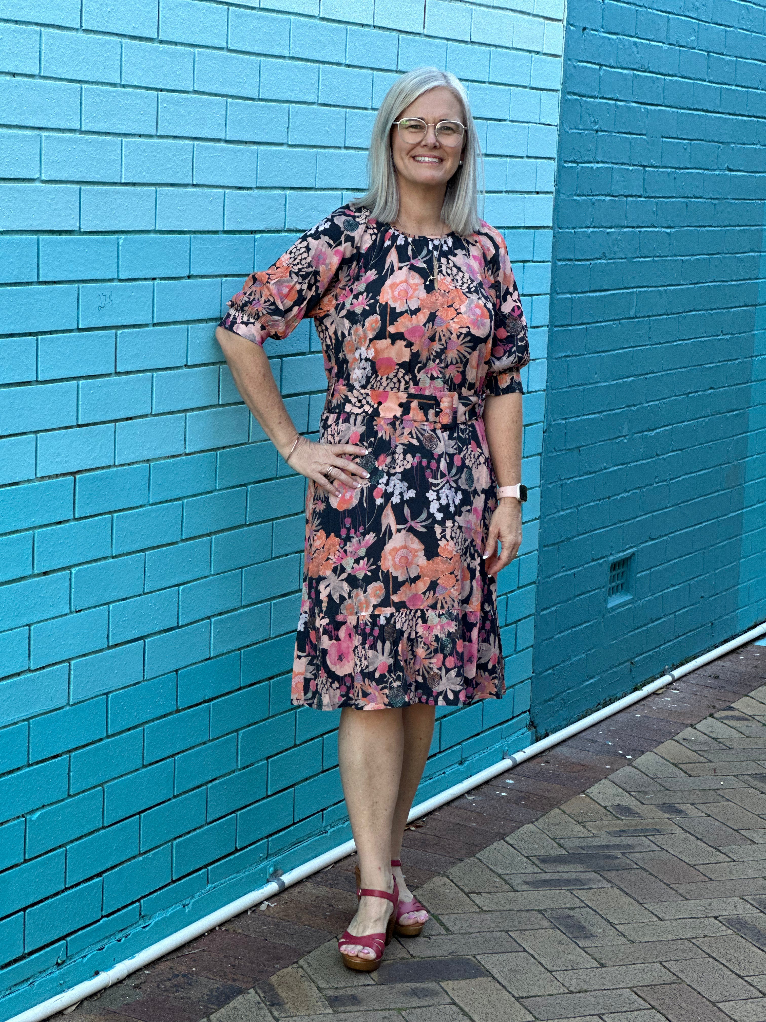 Foil Buckle Up Dress - Wildflower – Shannons Shoes