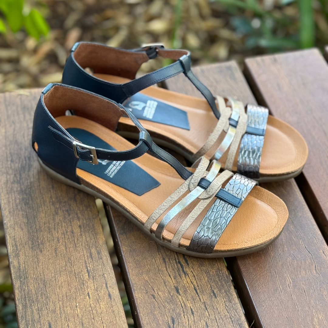 Zeta Rapport Navy Multi Women's Sandals | Zeta Shoes Australia ...