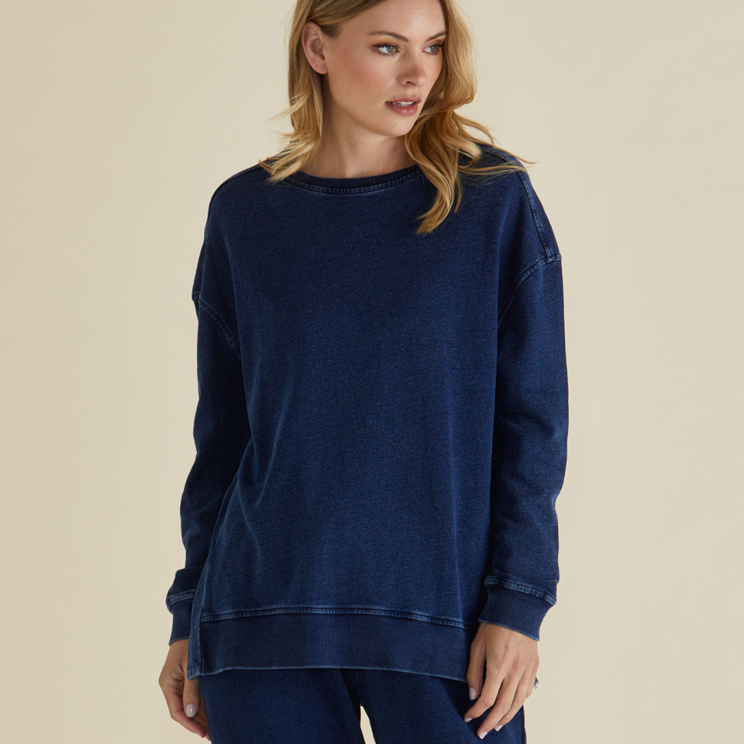 Betty Basics Easy Crew Sweat - Indigo Wash Blue – Shannons Shoes