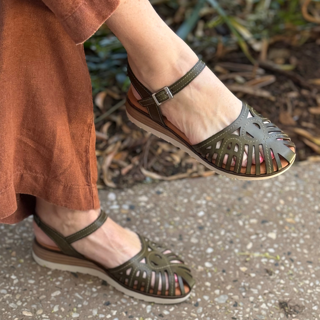 Zeta Maura - Military Green Sandals | Shannons Shoes
