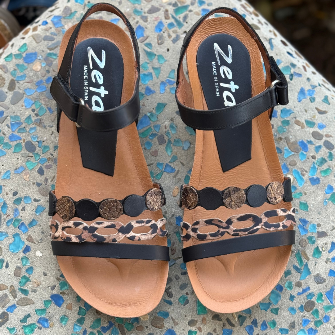 Zeta Idalia - Black Leopard Multi Sandals – Shannons Shoes