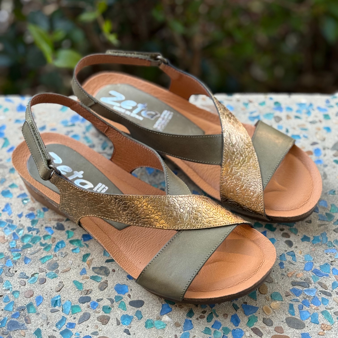 Zeta Orion - Khaki Metallic Womens Sandals – Shannons Shoes
